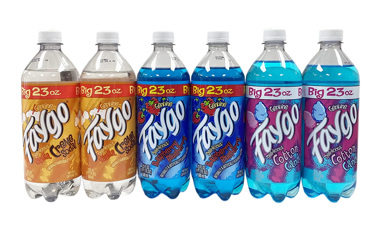 Faygo Variety 6-Pack (2 Cotton Candy, 2 Blue Raspberry, 2 Vanilla Crea ...
